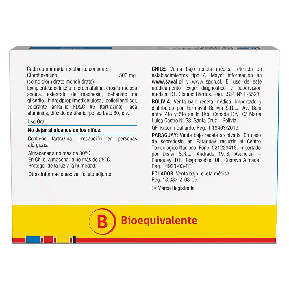 Ciproval Ciprofloxacino 500 mg 10 Comprimidos | Cruz Verde