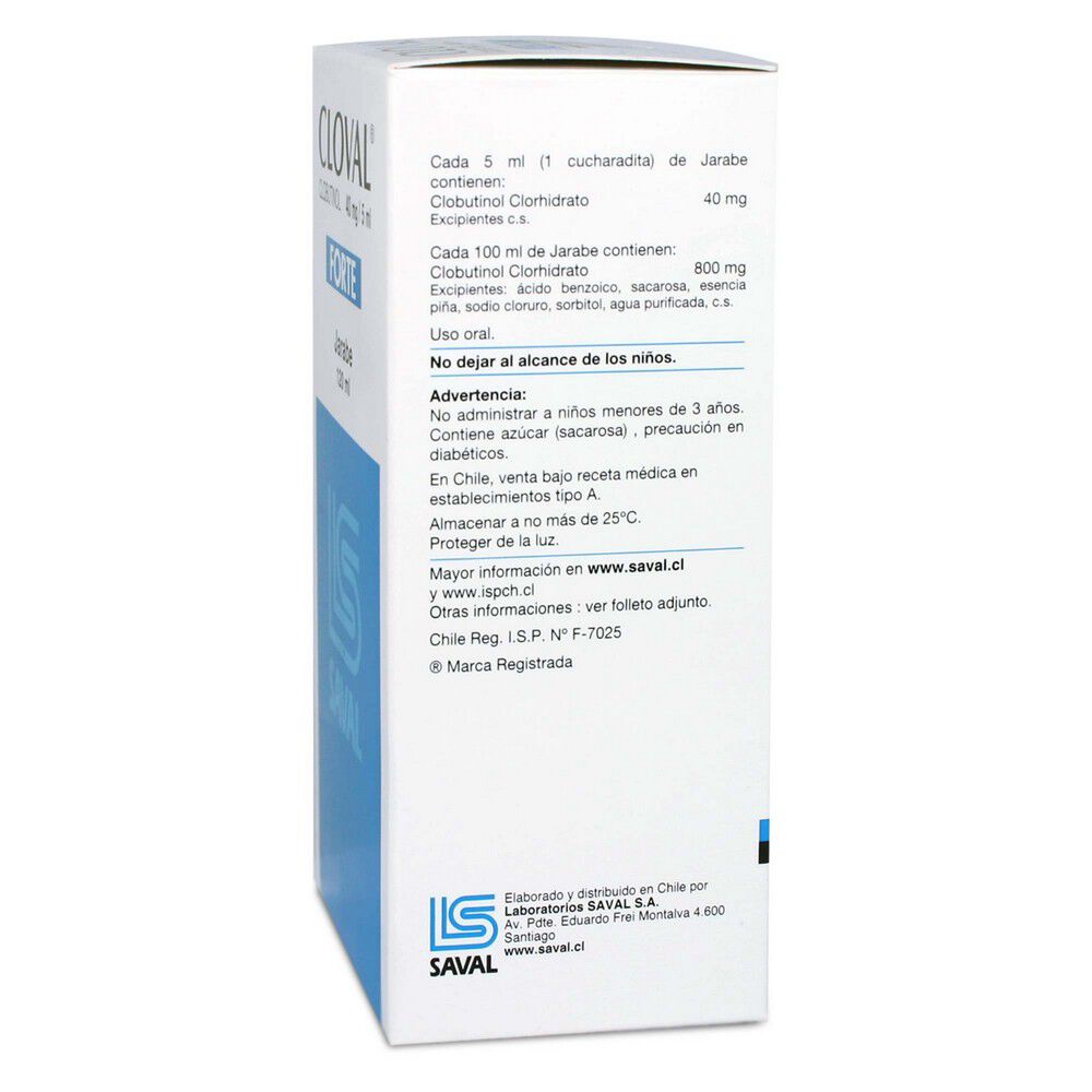 Cloval Forte Clobutinol 40 mg/5mL Jarabe 120 mL