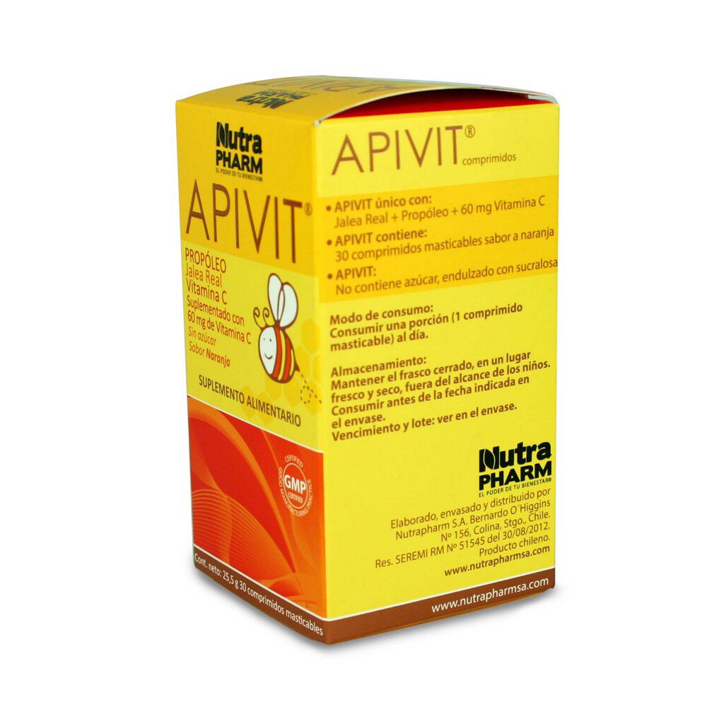 Apivit infantil Sabor Naranja Jalea Real 150,3 mg 30 Comprimidos