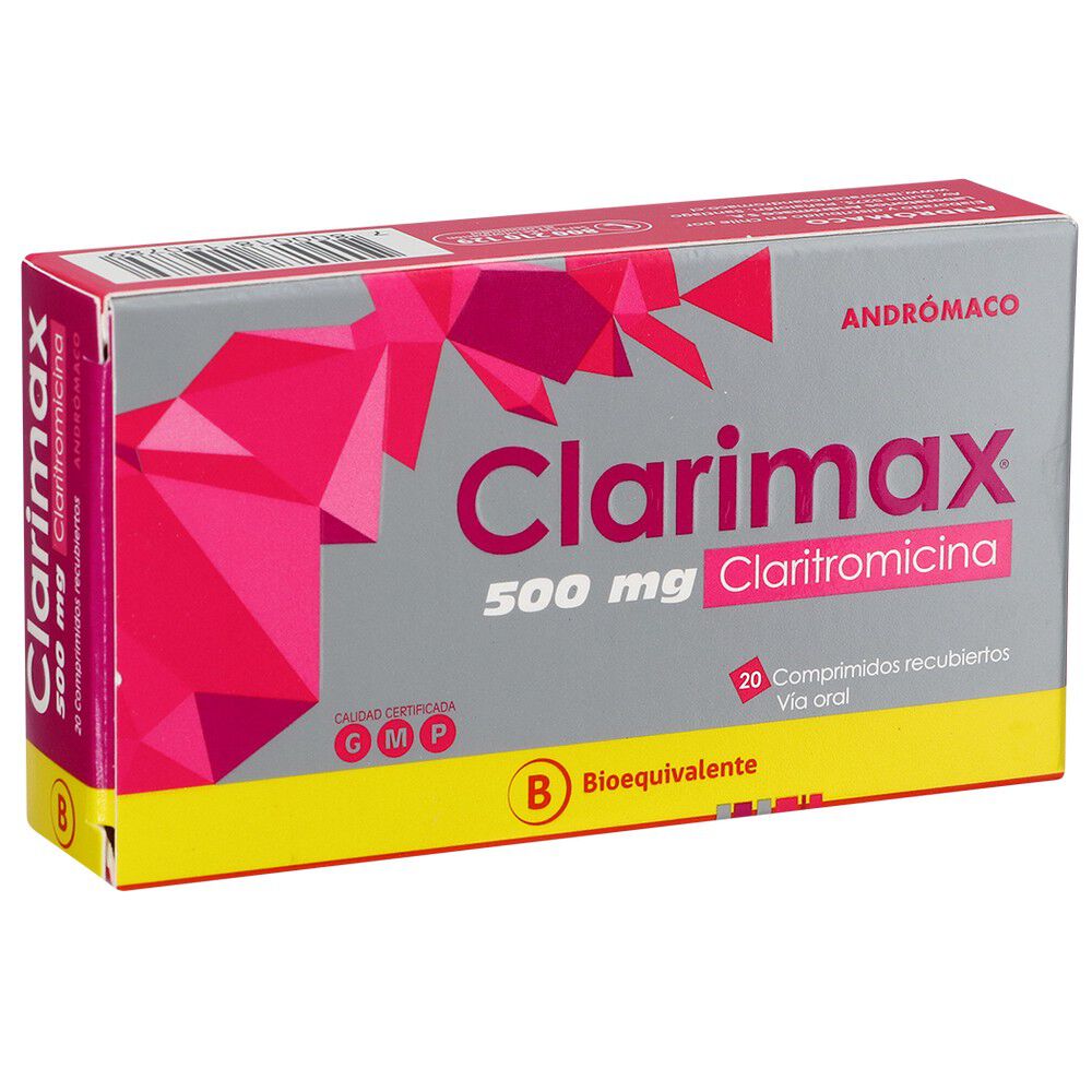 Clarimax Claritromicina 500 mg 20 Comprimidos