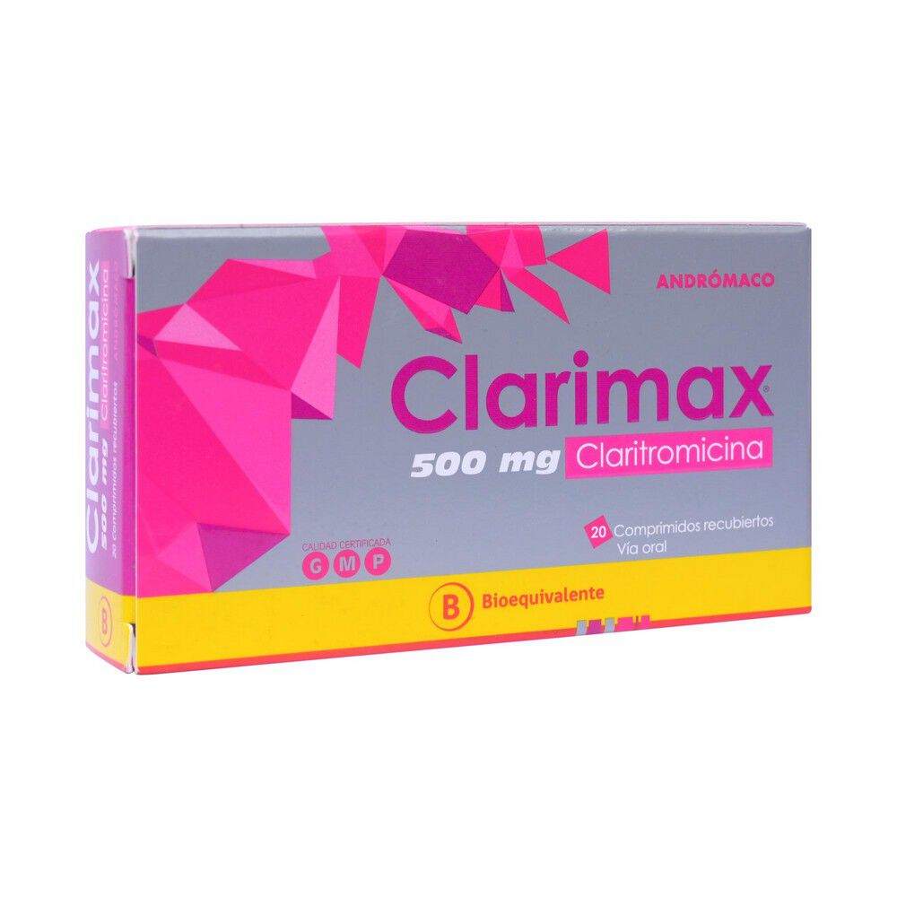 Clarimax Claritromicina 500 mg 20 Comprimidos