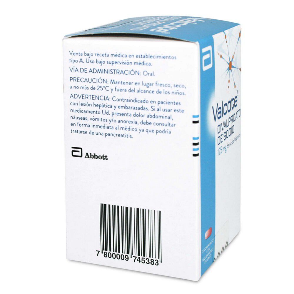 Valcote Ácido Valproico 125 mg 20 Comprimidos