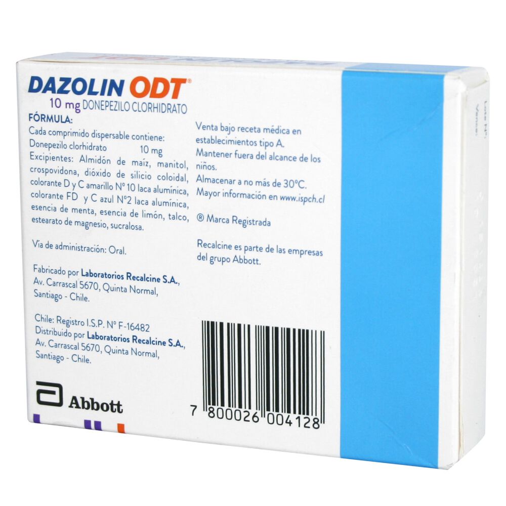 Dazolin ODT Donepezilo Clorhidrato 10 mg 30 Comprimidos Dispersables