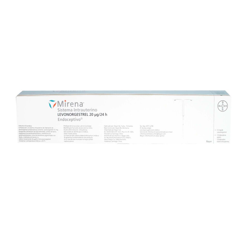 Mirena Diu Levonorgestrel 20 mcg / 24 hrs 1 Dispositivo Intra Uterino ...