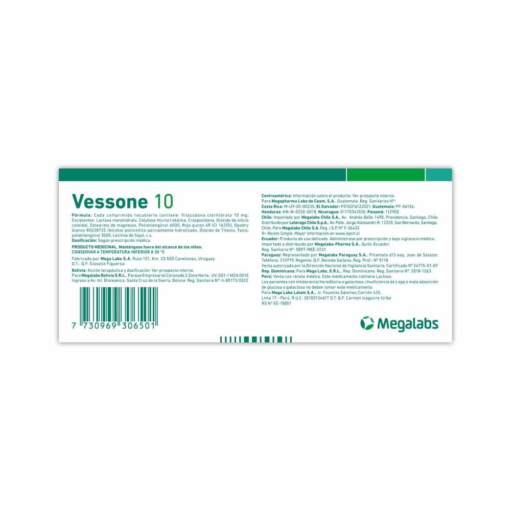Vessone 10 Mg X 30 Comprimidos Recubiertos