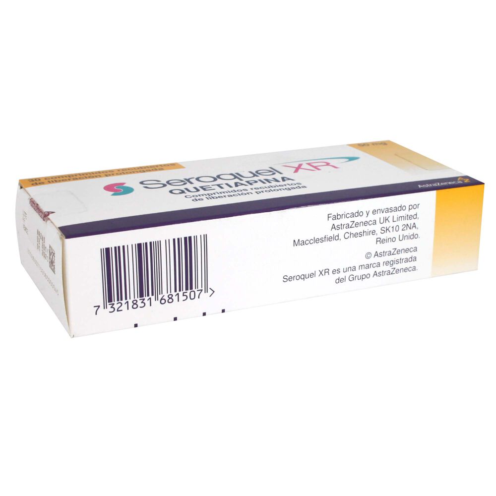 Seroquel XR Quetiapina 50 mg 30 Comprimidos Liberación Prolongada
