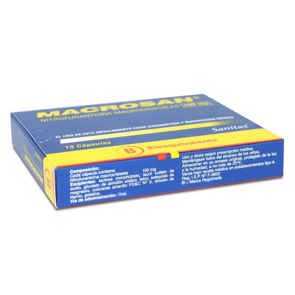 Macrosan Nitrofurantoina 100 mg 15 Cápsulas Macrosan Nitrofurantoina 100 mg 15 Cápsulas