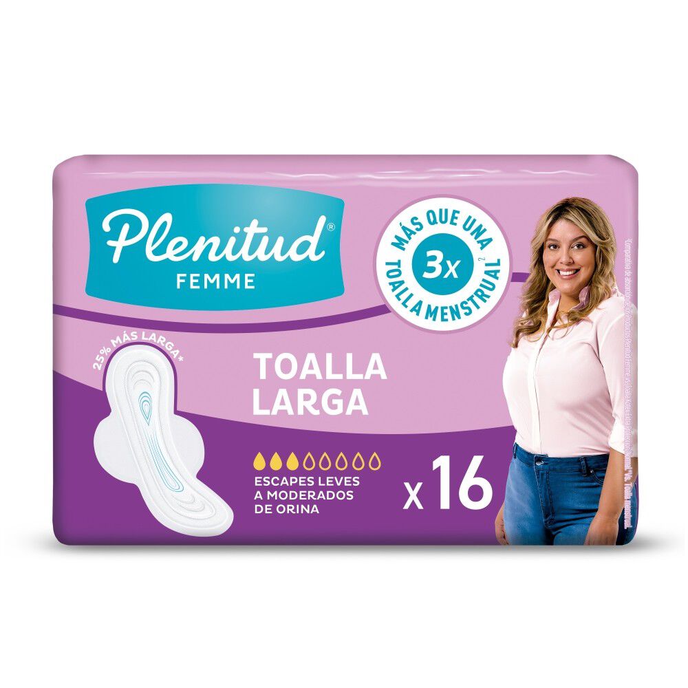 Toalla para Incontinencia Urinaria Plus Con Alas 16 unidades