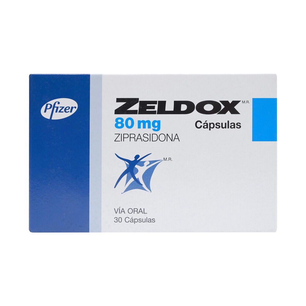 Zeldox Ziprasidona 80 mg 30 Cápsulas