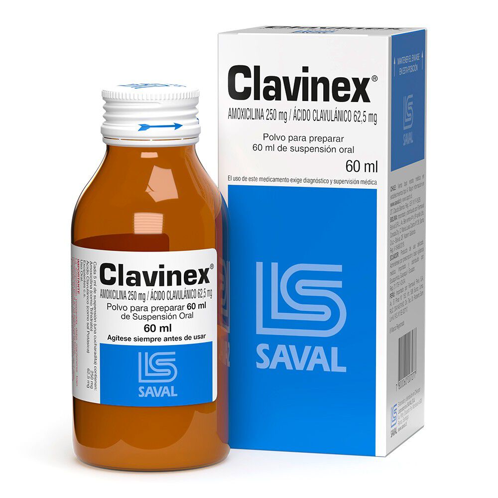 Clavinex Amoxicilina 62,5 mg/5mL Suspensión 60 mL