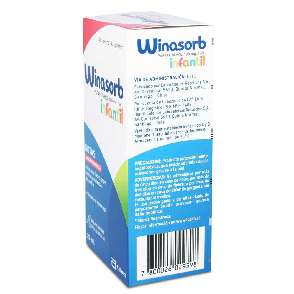 Winasorb Paracetamol 100 mg Gotas 25 mL