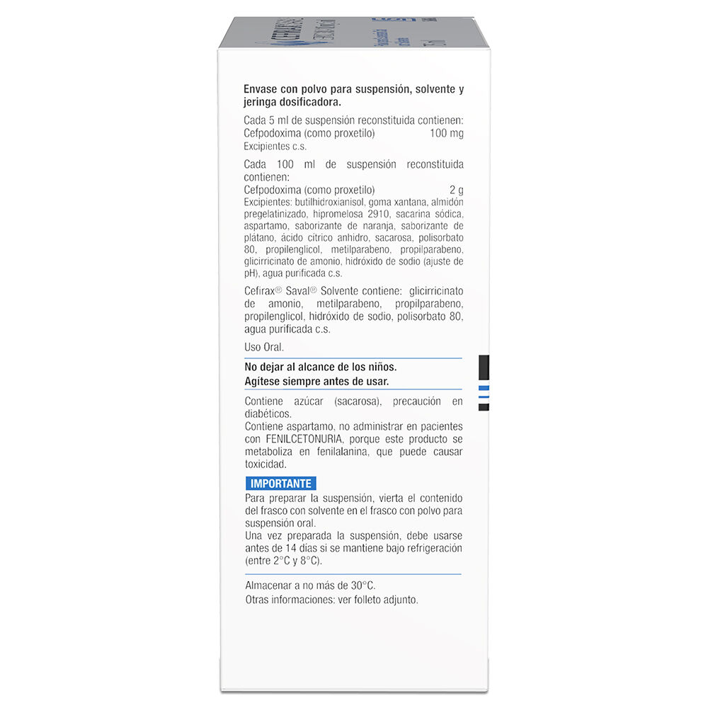 Cefirax Cefpodoxima 100 mg/5ml Suspensión 75 mL