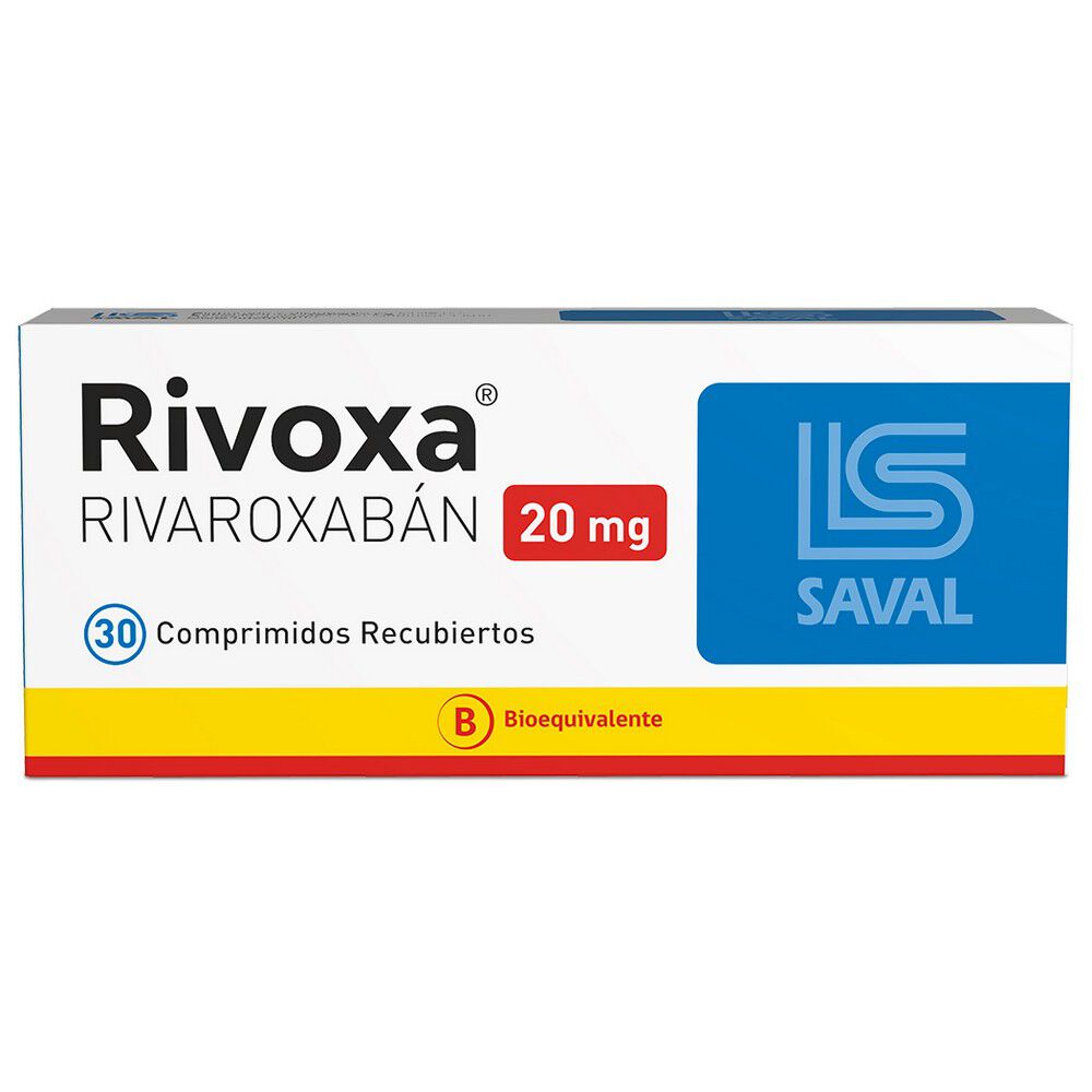 Rivoxa Rivaroxabán 20 mg 30 Comprimidos Recubiertos