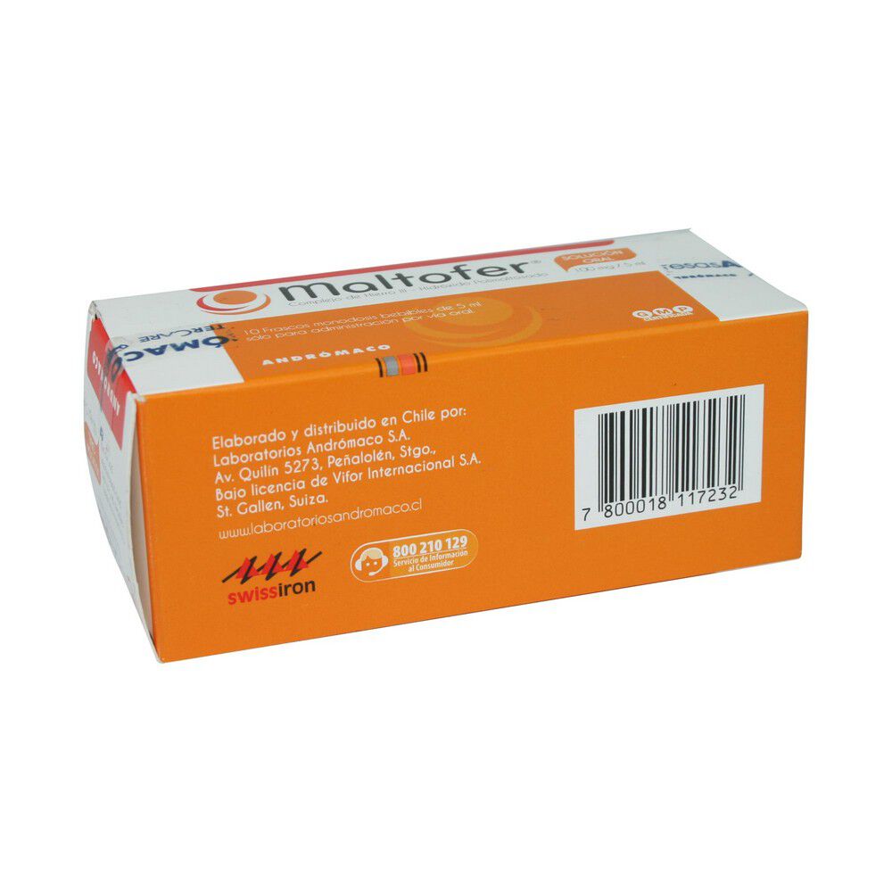 Maltofer Hierro Maltosado 100 mg 10 Ampollas Bebibles