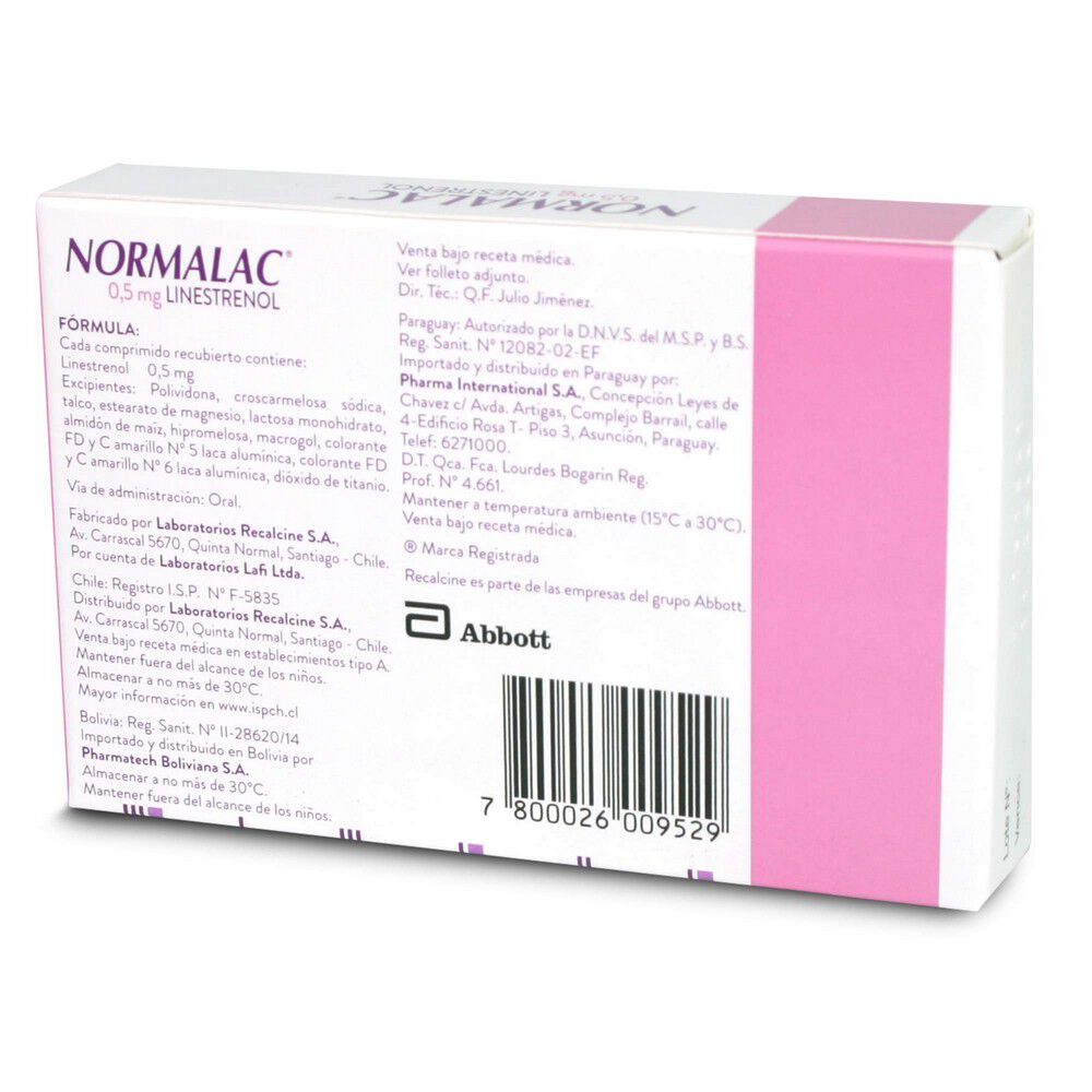 Normalac Linestrenol 0,5 mg 28 Comprimidos Recubiertos