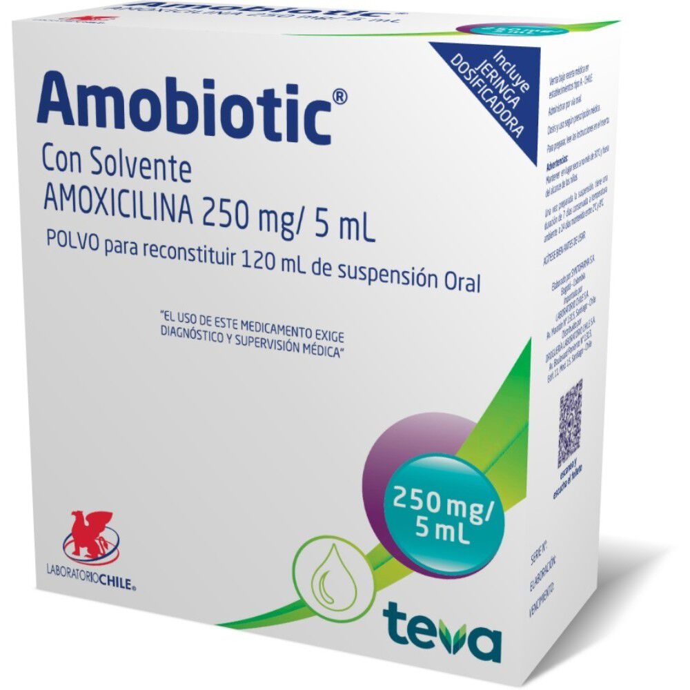 Amobiotic Amoxicilina 250 mg/5mL Suspensión 120 mL