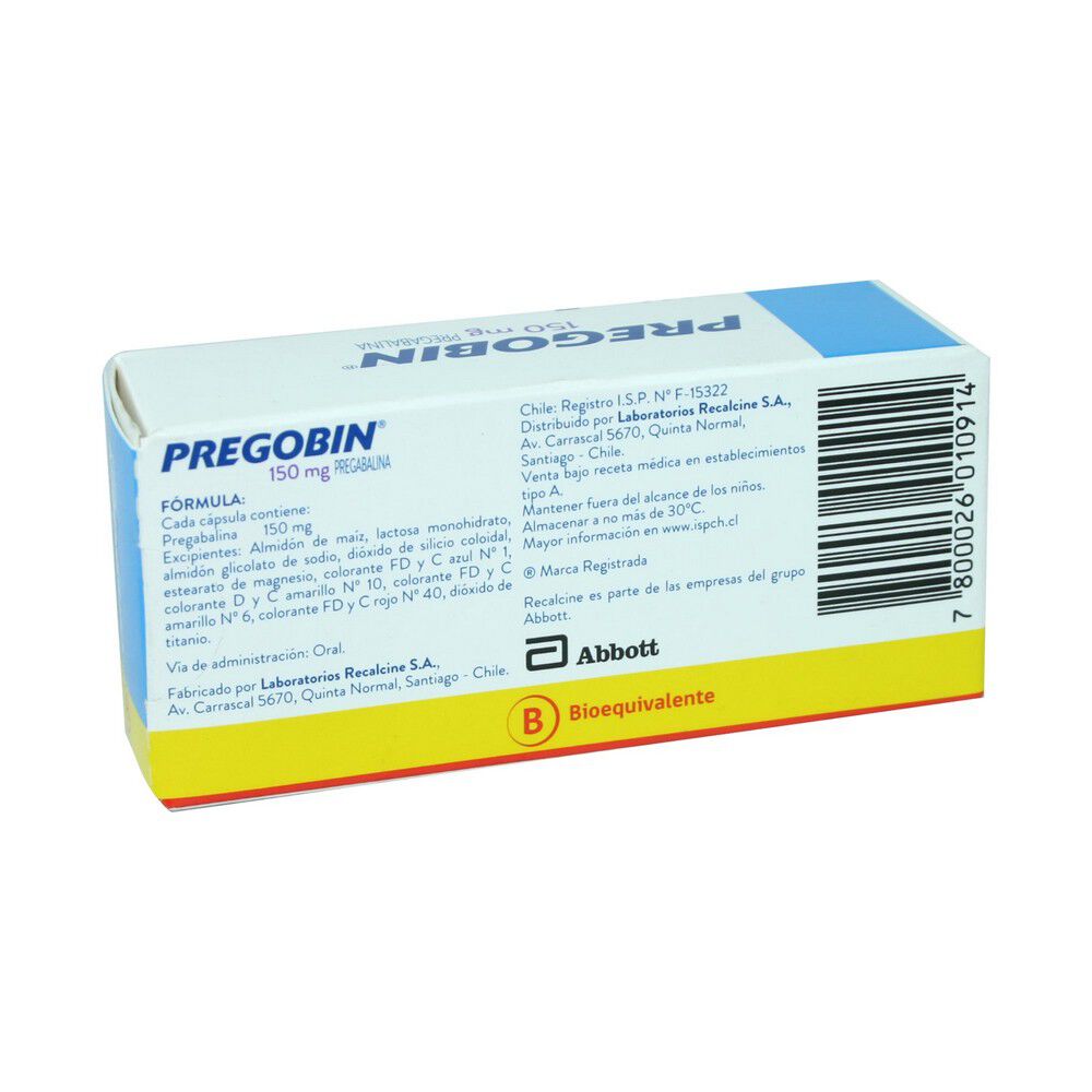 Pregobin Pregabalina 150 mg 30 Cápsulas