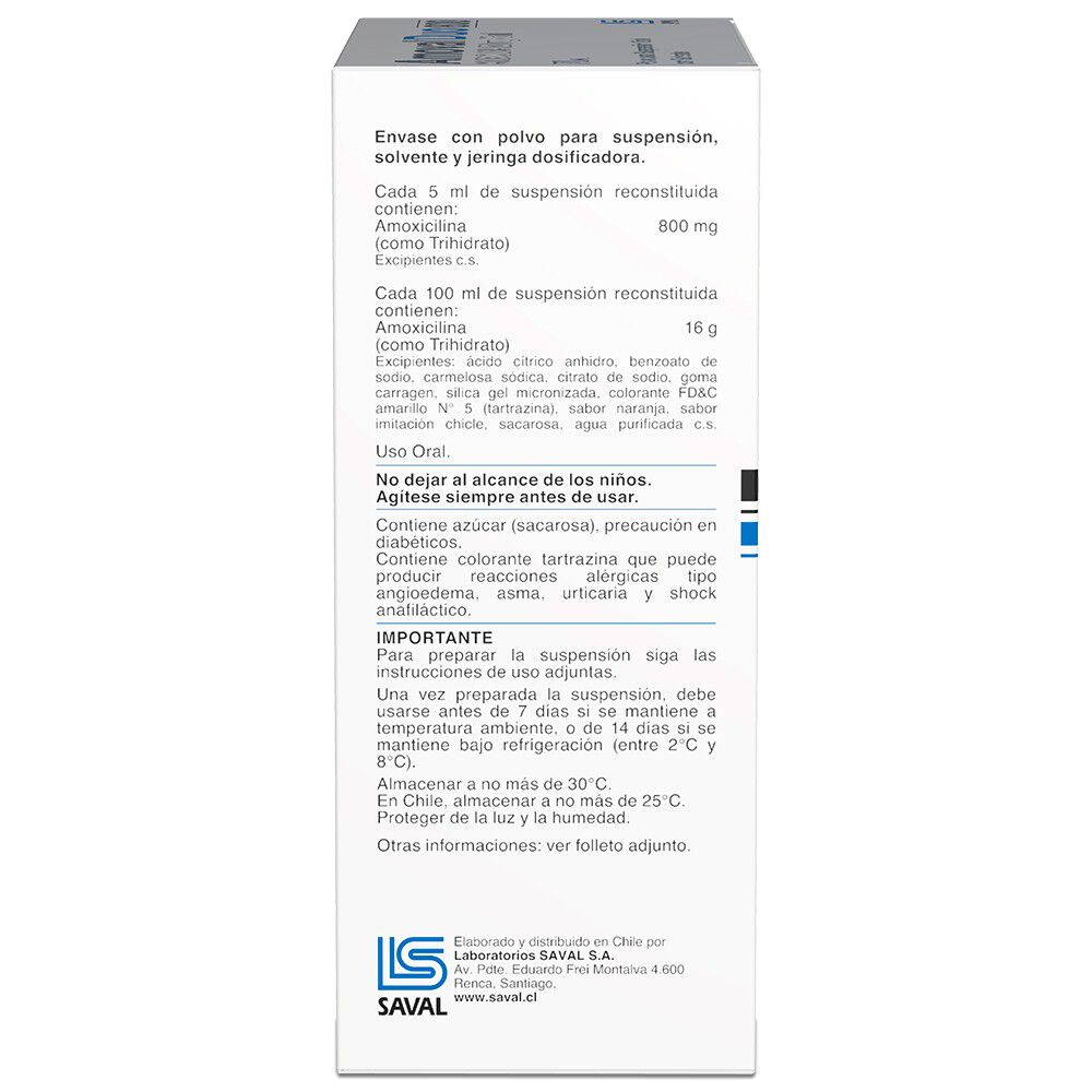 Amoval Duo Amoxicilina 800 mg/5ml Suspensión 70 mL