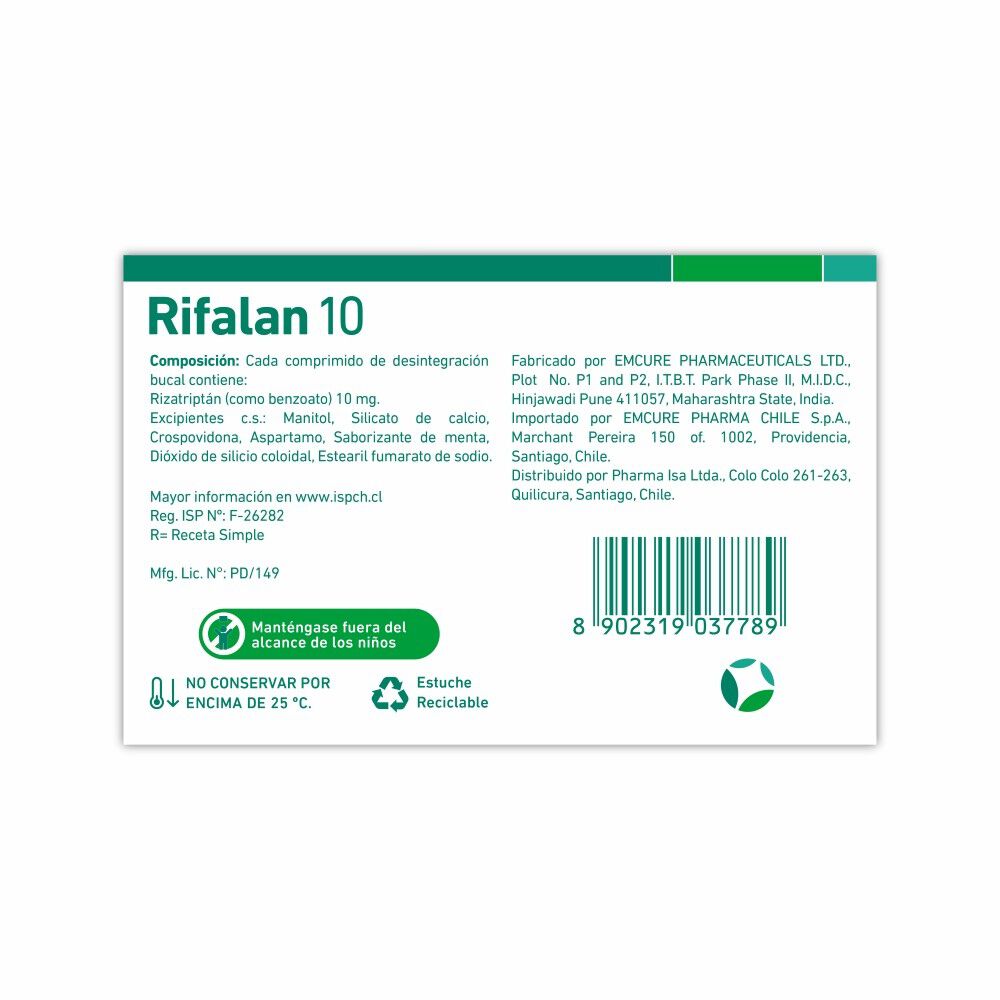 Rifalan 10 mg 6 Comprimidos Bucodispersables