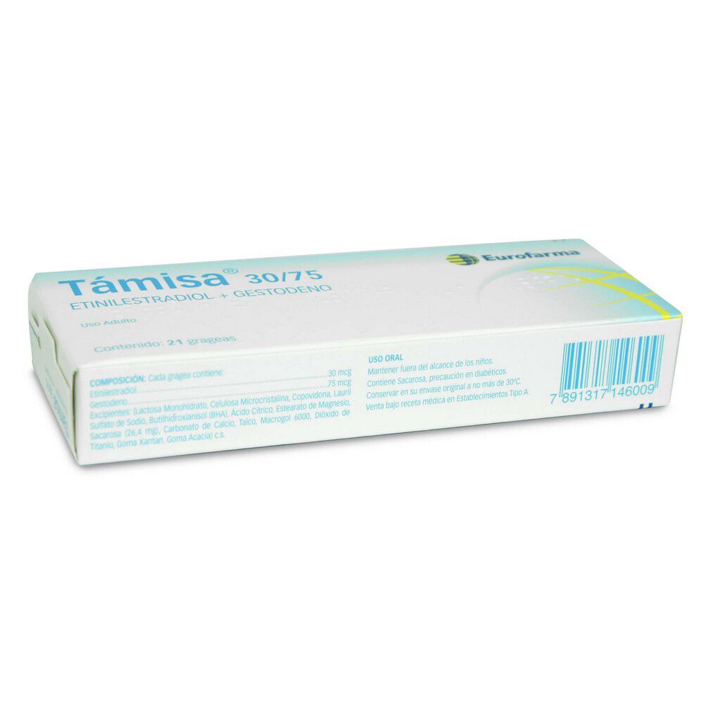 Támisa Etinilestradiol + Gestodeno 30 mcg / 75 mcg 21 Grageas