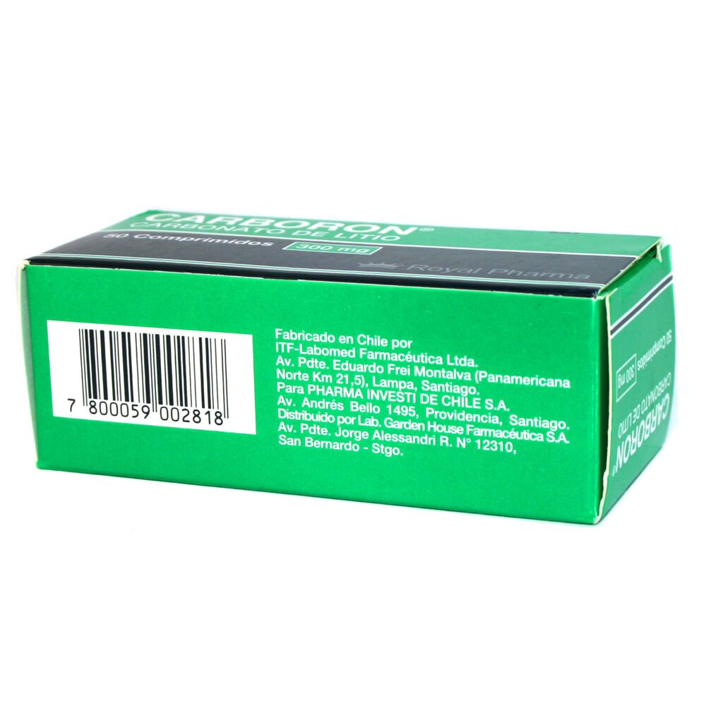 Carboron Carbonato De Litio 300 mg 50 Comprimidos