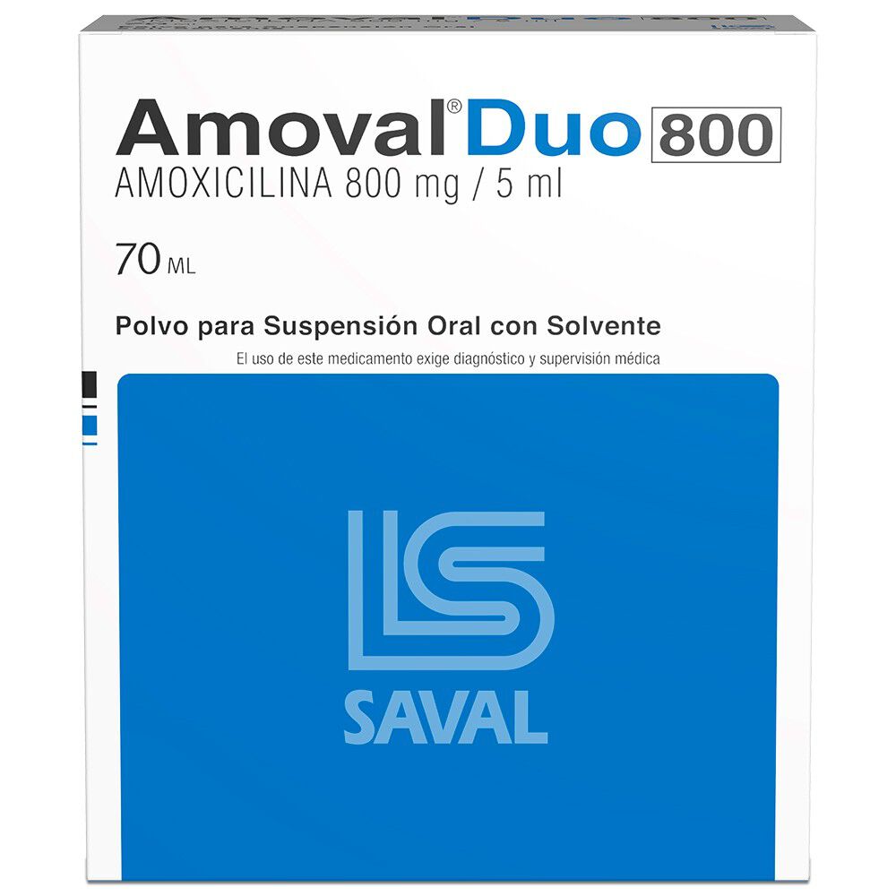 Amoval Duo Amoxicilina 800 mg/5ml Suspensión 70 mL