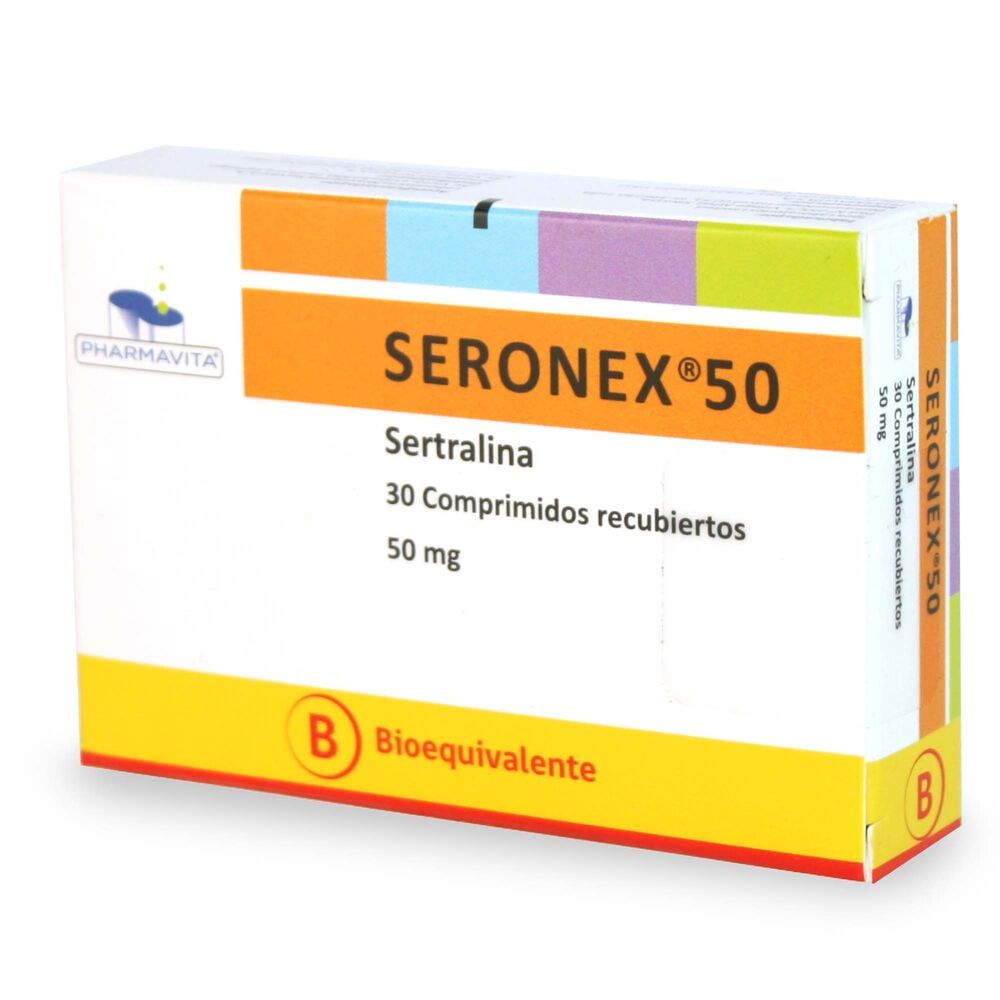 Seronex 50 Sertralina 50 mg 30 Comprimidos Recubiertoss Seronex 50 Sertralina 50 mg 30 Comprimidos Recubiertoss