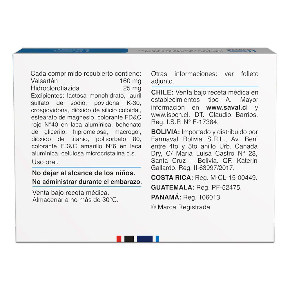 Valax-D 160/25 Valsartan 160 mg Hidroclorotiazida 25 mg 30 Comprimidos ...