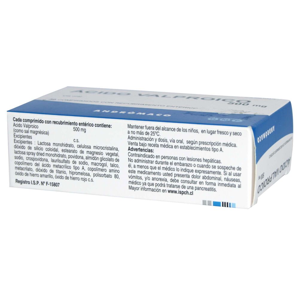 Ácido Valproico 500 mg 30 Comprimidos Recubiertos