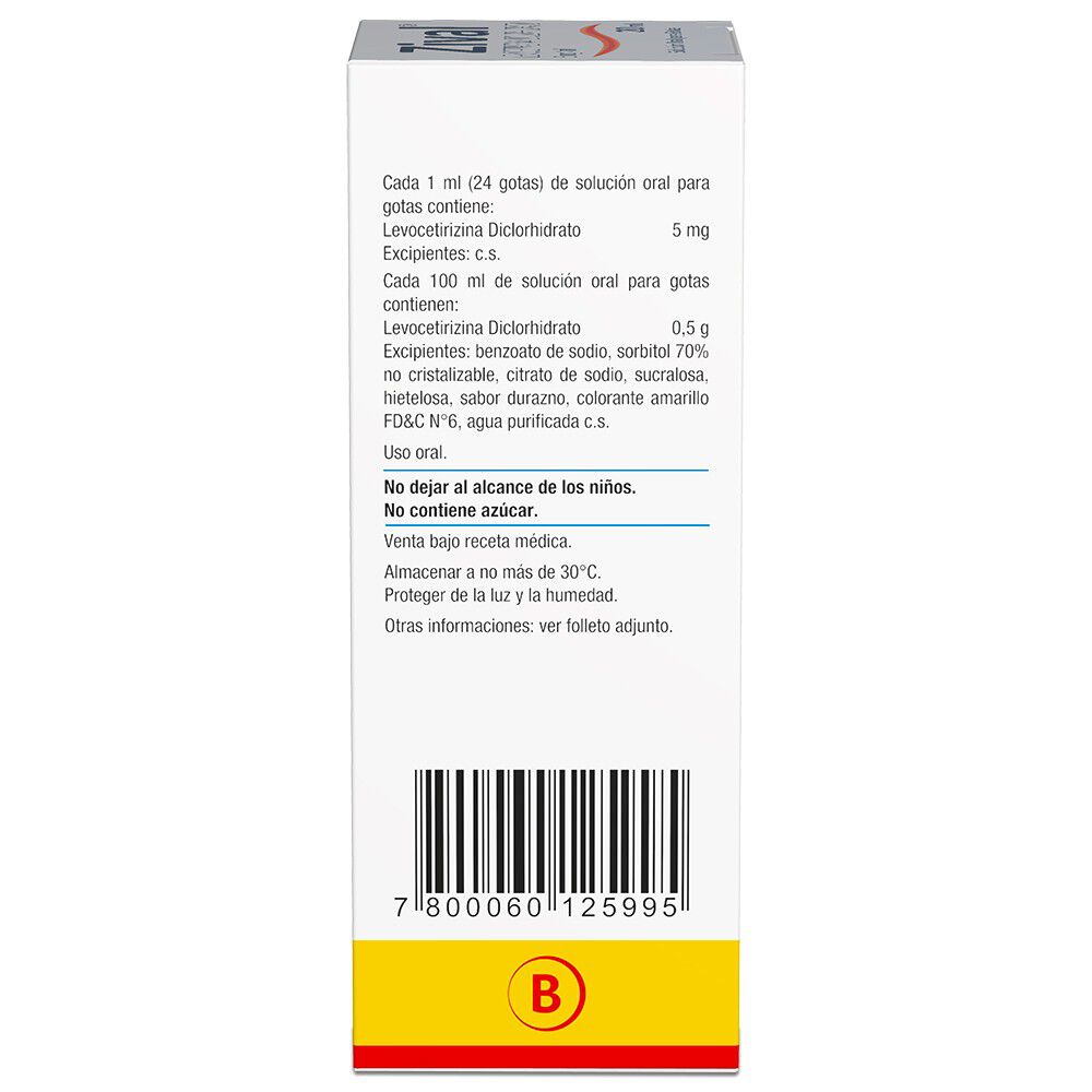Zival Levocetirizina 5 mg / mL Solunión Oral Gotas 20 mL
