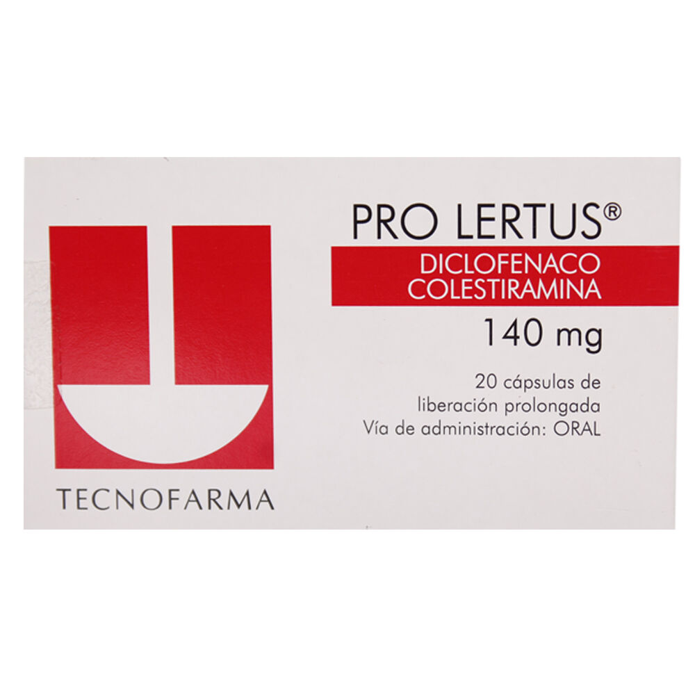 Pro-Lertus Diclofenaco Colestiramina 140 mg 20 Cápsulas