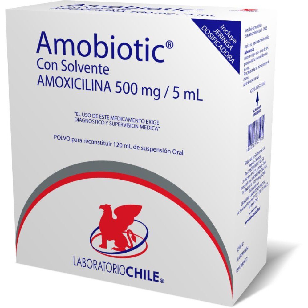Amobiotic Amoxicilina 500 mg/5mL Suspensión 120 mL