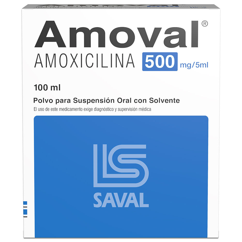 Amoval Amoxicilina 500 mg/5ml Suspensión 100 mL