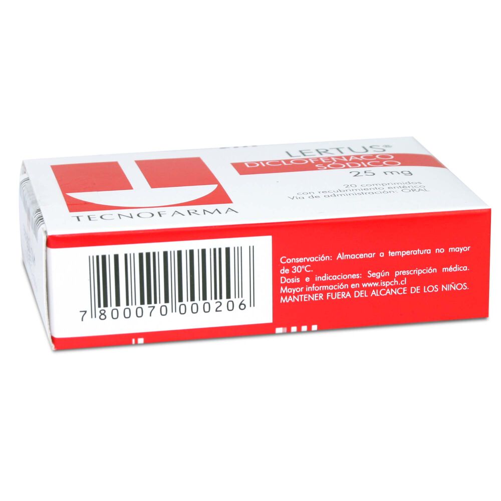 Lertus Diclofenaco Sodico 25 mg 20 Comprimidos