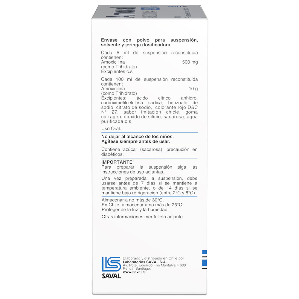 Amoval Amoxicilina 500 mg/5ml Suspensión 100 mL