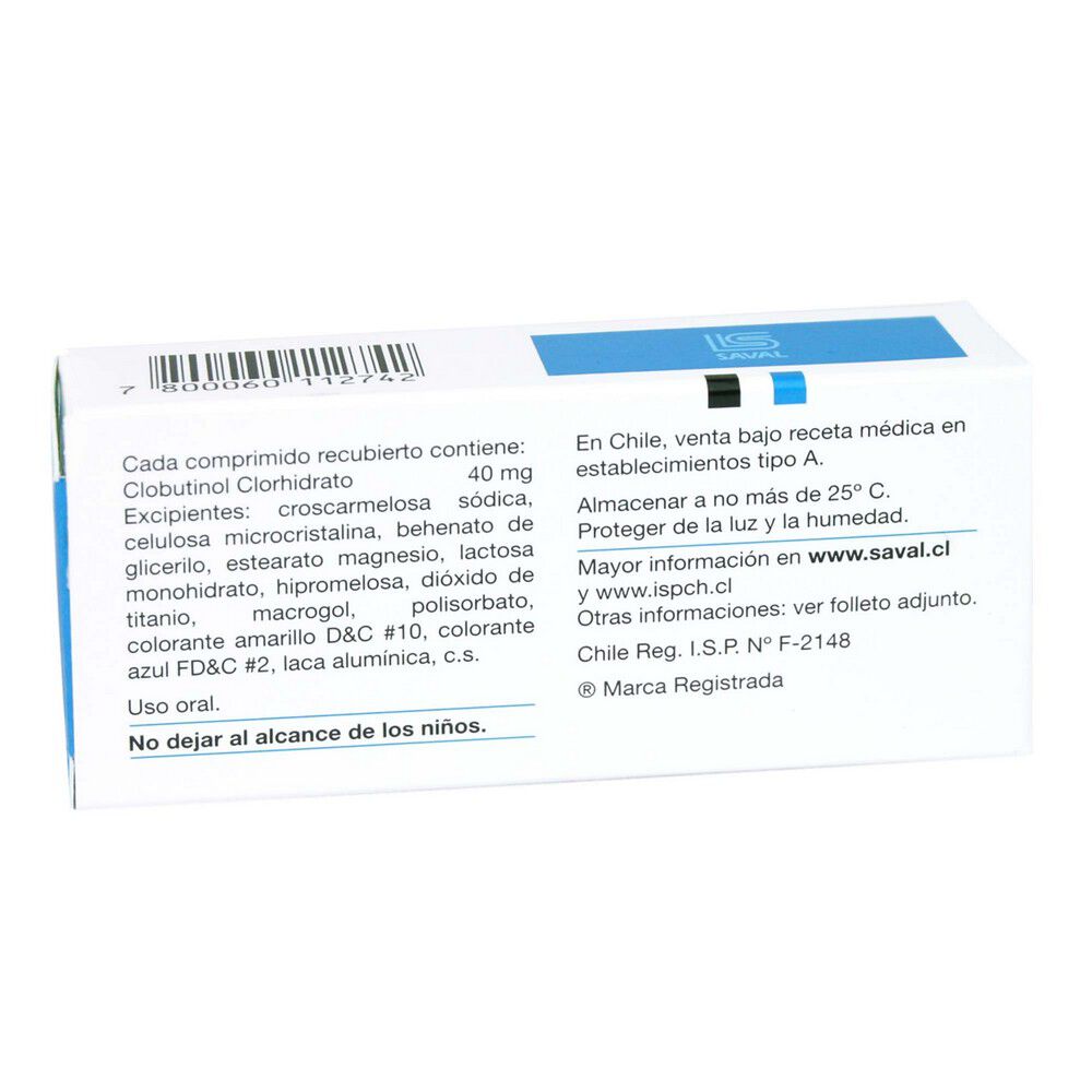 Cloval Clobutinol 40 mg 20 Comprimidos