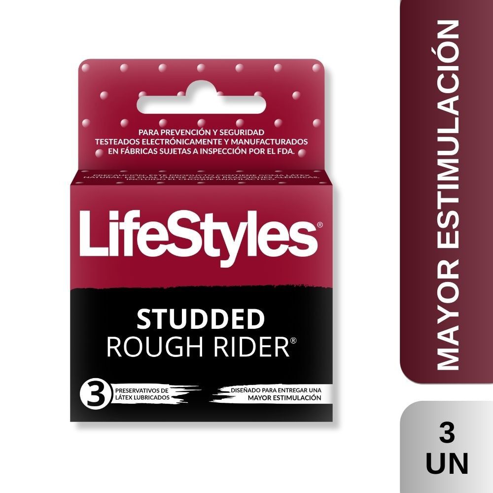 LifeStyle Studded Rough Rider 3 Preservativos