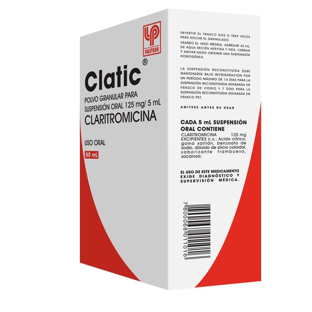 Clatic Claritromicina 125 mg/5mL Suspensión 80 mL
