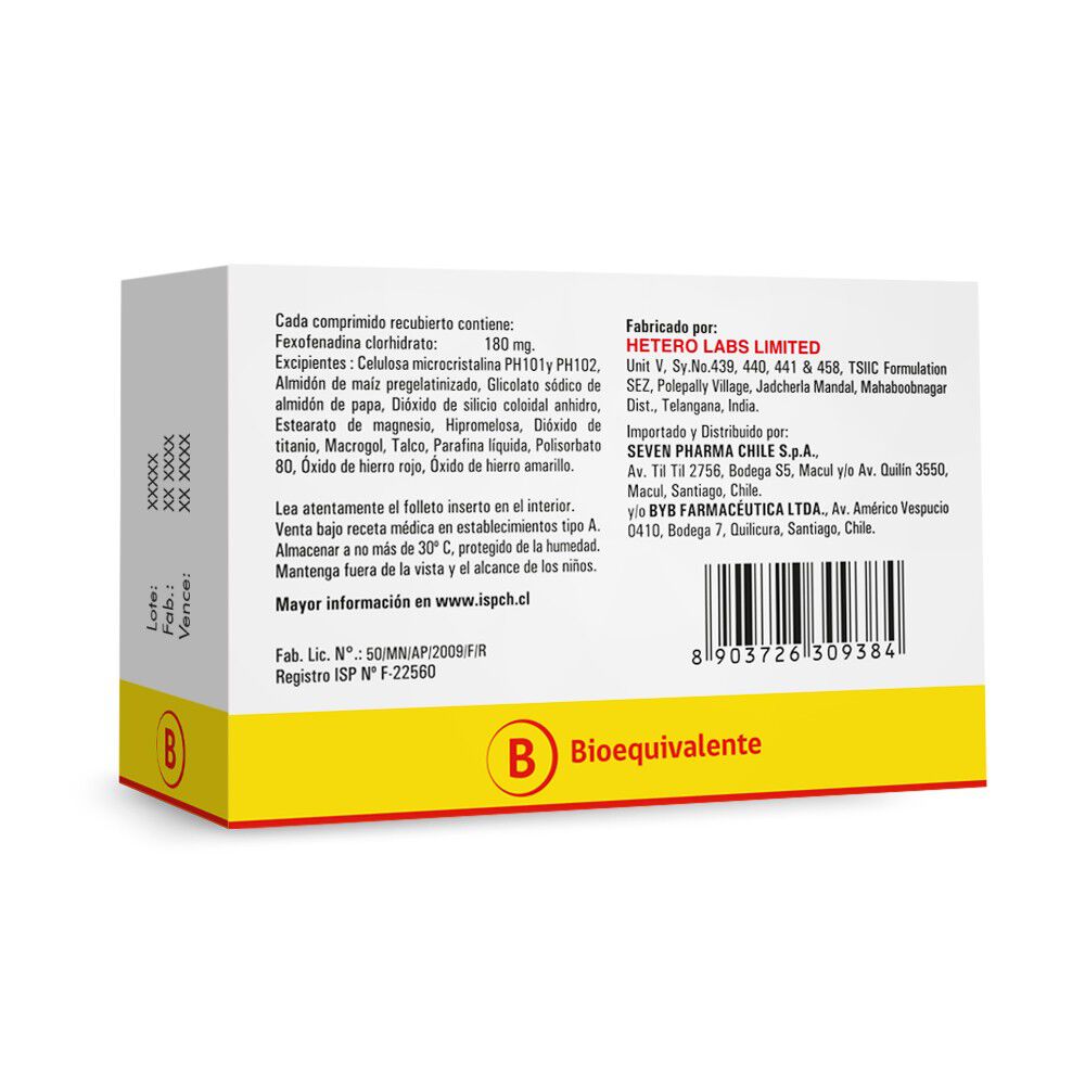 Afexdine 180 mg 30 Comprimidos Recubiertos