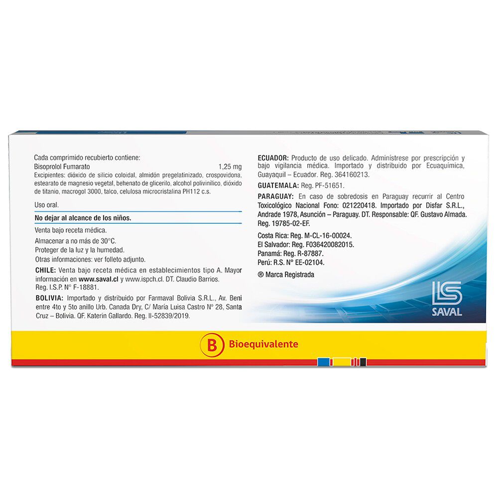 Eurocor Bisoprolol 1,25 mg 14 Comprimidos Recubiertos
