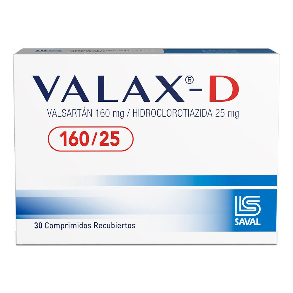 Valax-D 160/25 Valsartan 160 mg Hidroclorotiazida 25 mg 30 Comprimidos ...