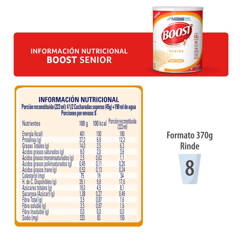 Boost Senior, Alimento en Polvo Sabor Vainilla 370 grs