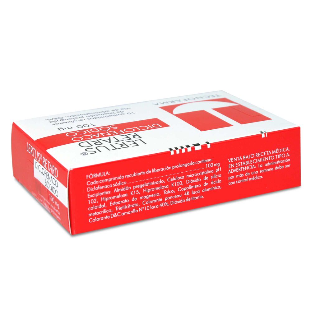 Lertus Retard Diclofenaco Sodico 100 mg 10 Comprimidos