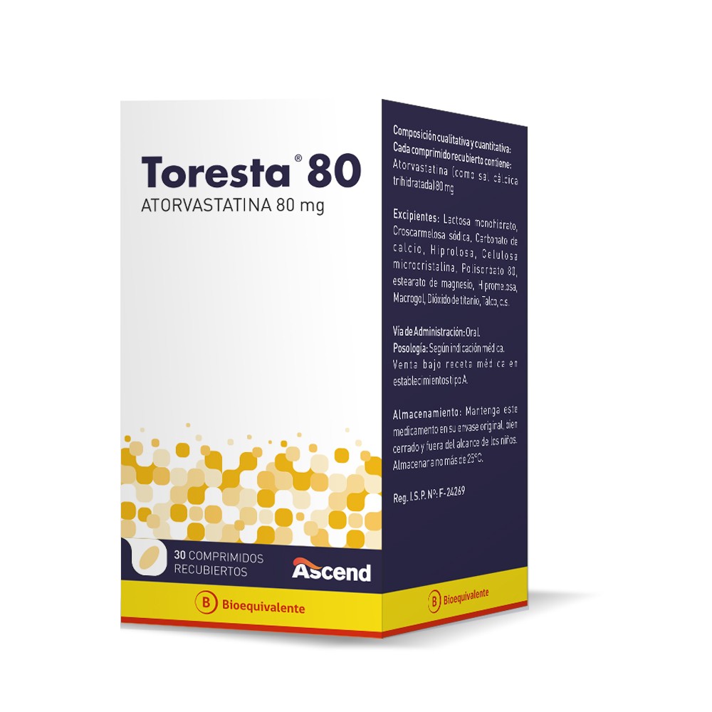 Toresta 80 Atorvastatina 80 mg 30 Comprimidos Recubiertos | Cruz Verde