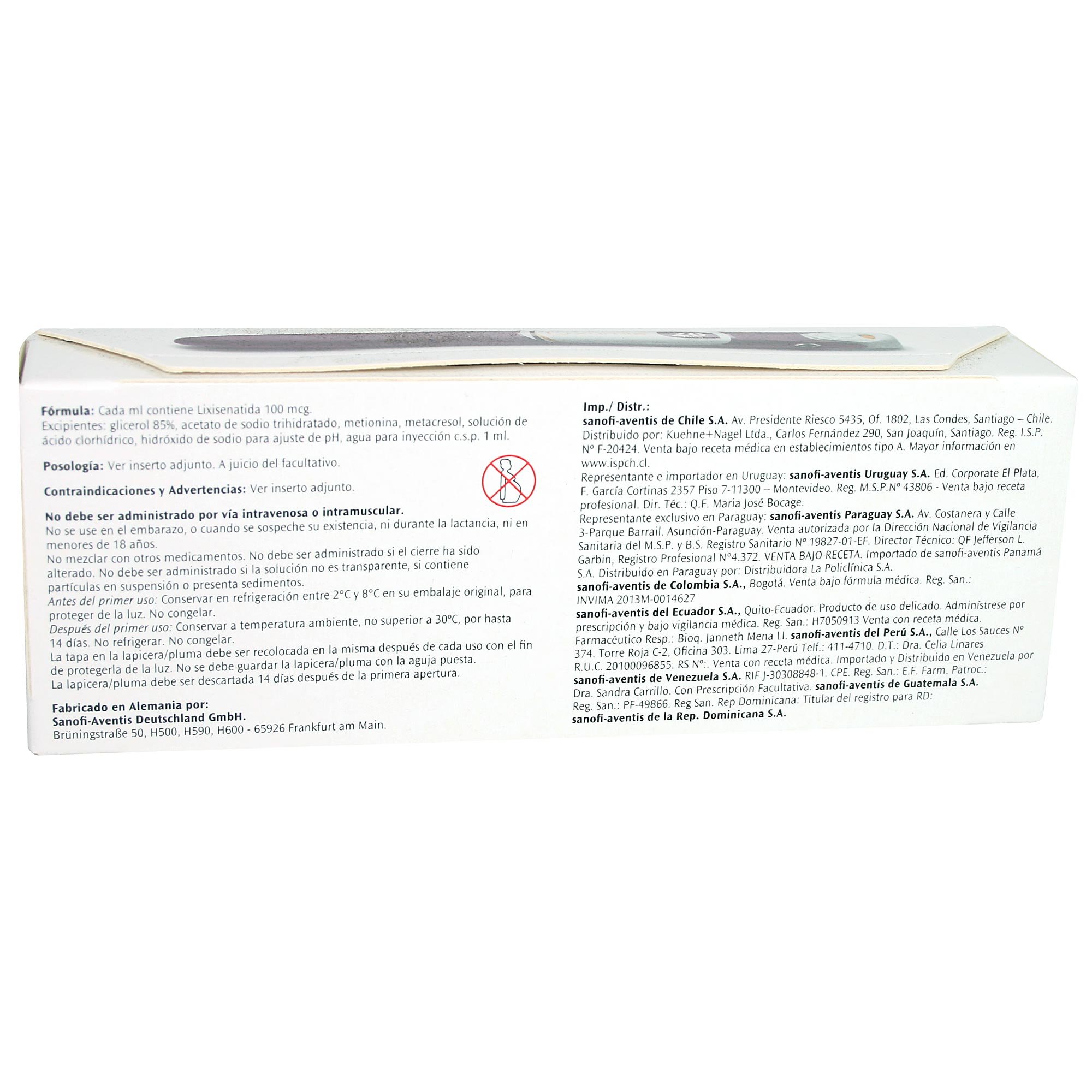 Lyxumia Lixisenatida 100 mcg Lapicera Prellenada 3 mL | Cruz Verde