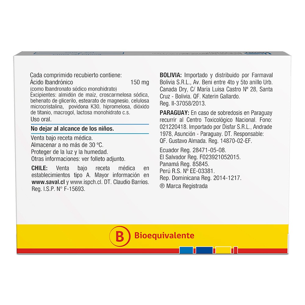 Dronaval Acido Ibandrónico 150 Mg 1 Comprimidos | Farmacias Cruz Verde