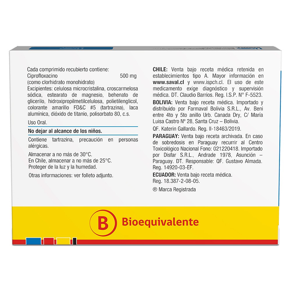 Ciproval Ciprofloxacino 500 mg 10 Comprimidos | Farmacias Cruz Verde