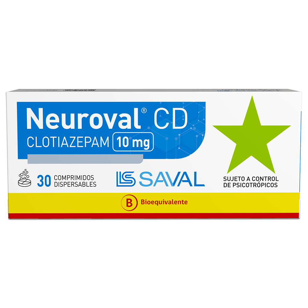 Neuroval CD Clotiazepam 10 mg 30 Comprimidos Dispersable | Cruz Verde