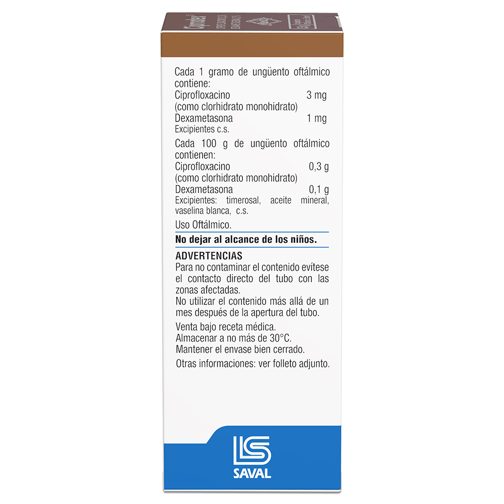 Ciprodex Ciprofloxacino 0,1% Unguento Oftálmico 4 gr | Cruz Verde