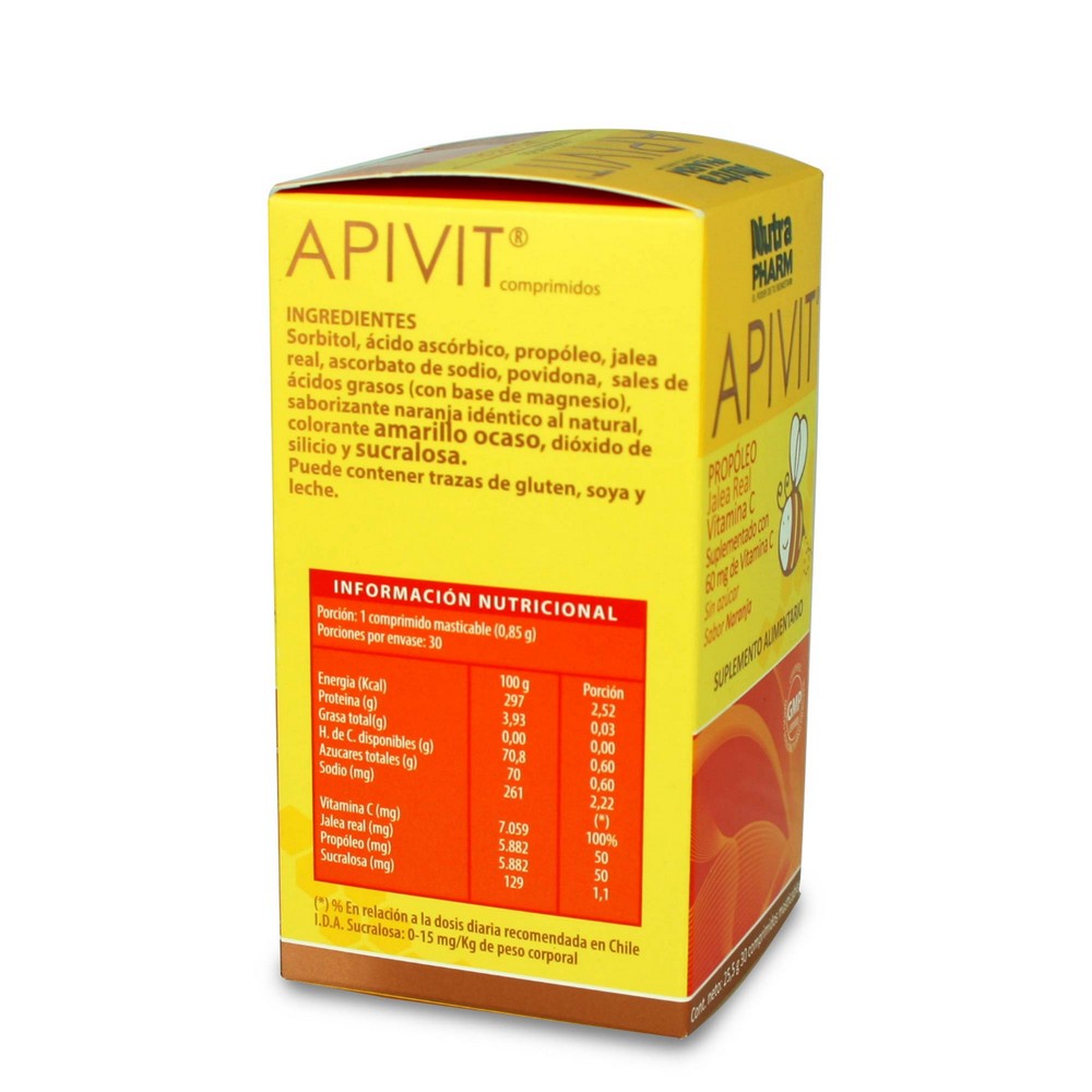 Apivit infantil Sabor Naranja Jalea Real 150,3 mg 30 Comprimidos | Cruz ...